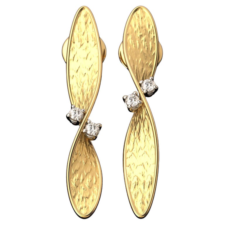 18k Gold Diamond Earrings made in Italy by Oltremare Gioielli, Italian ...