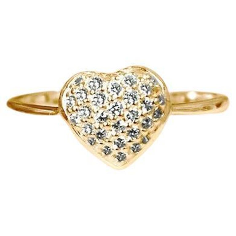 Customizable 18k Gold Diamond Heart Ring Pave Heart Ring Heart Ring ...