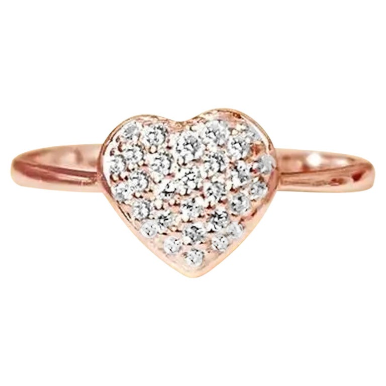 Customizable 18k Gold Diamond Heart Ring Pave Heart Ring Heart Ring ...