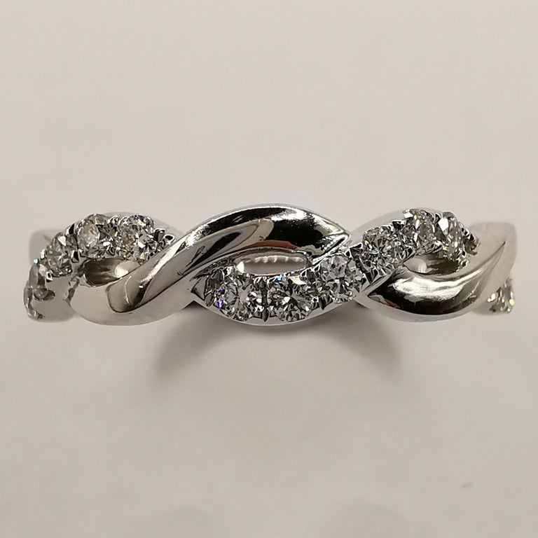 Customizable 18K White Gold Diamond Interlaced Pavé Infinity Band ...