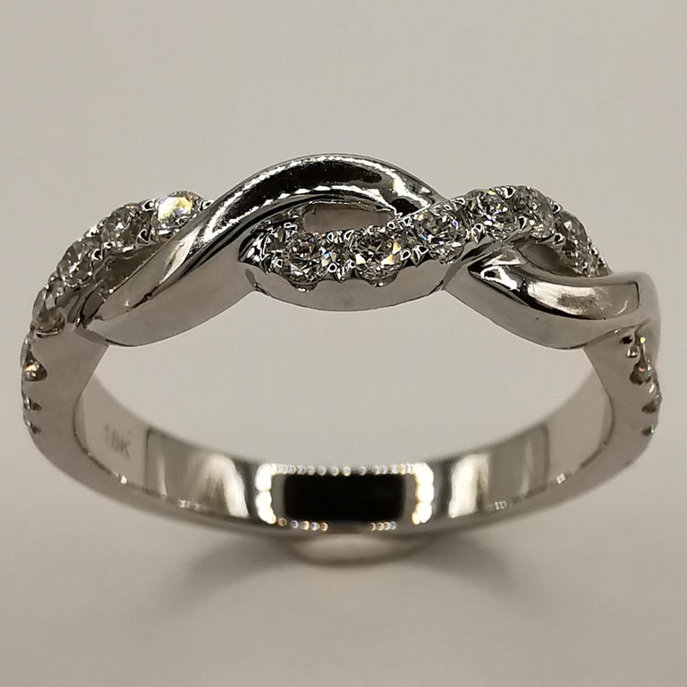 Customizable 18K White Gold Diamond Interlaced Pavé Infinity Band ...