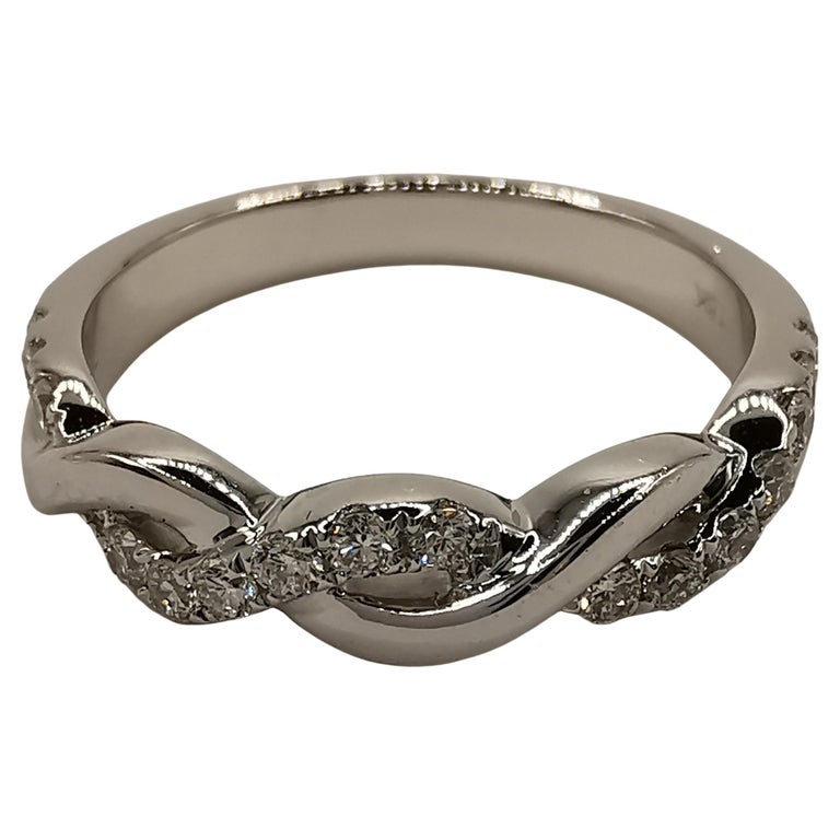 Customizable 18K White Gold Diamond Interlaced Pavé Infinity Band ...