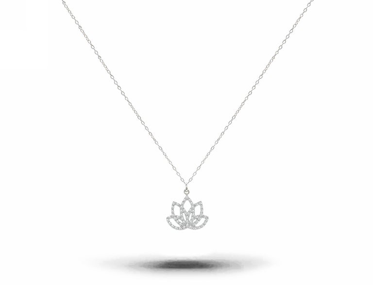 18k Gold Diamond Lotus Necklace Meditation Necklace Floral Necklace For ...