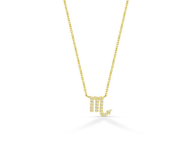 18k Gold Diamond Necklace Scorpio Zodiac Sign Birth Sign Necklace For ...