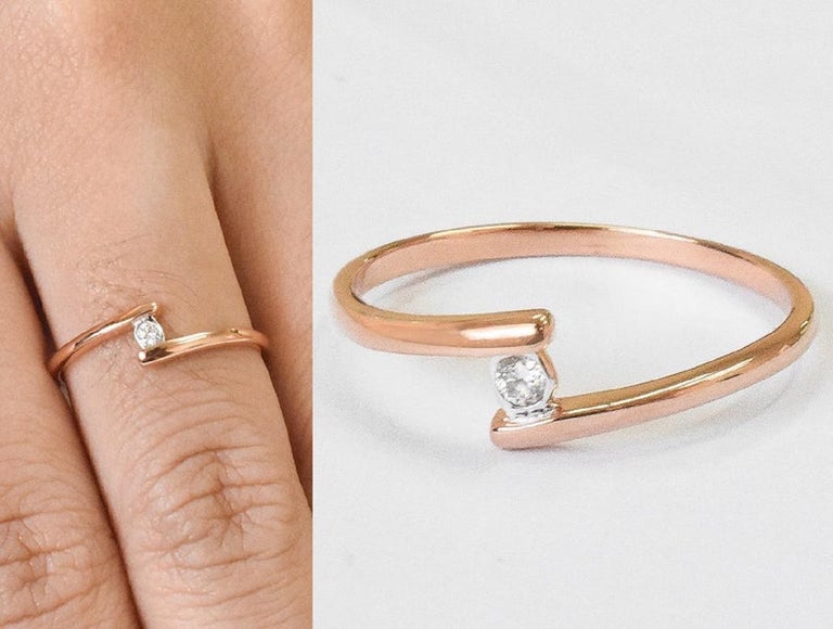 Customizable 18k Gold Diamond Round Diamond Solitaire One Diamond Ring ...