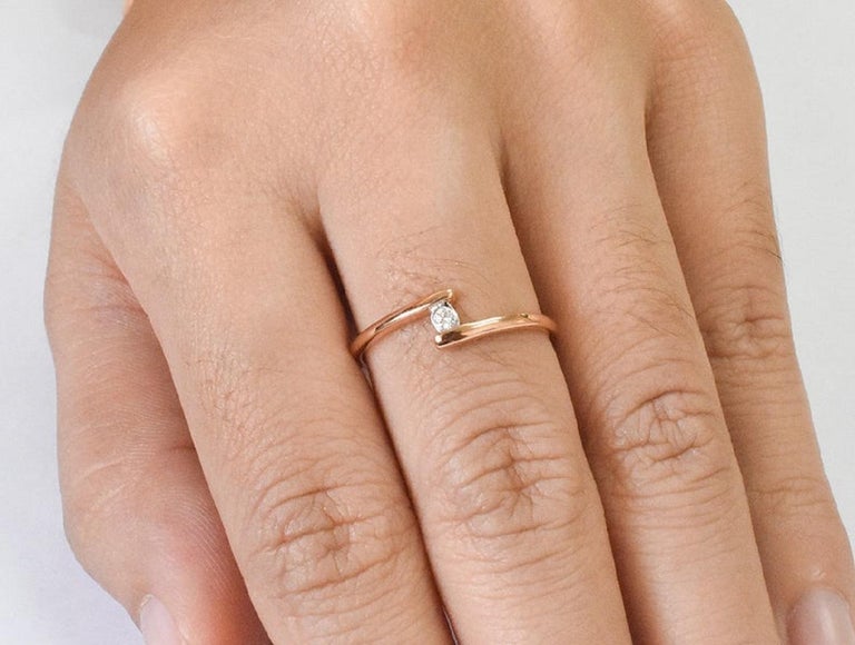 Customizable 18k Gold Diamond Round Diamond Solitaire One Diamond Ring ...