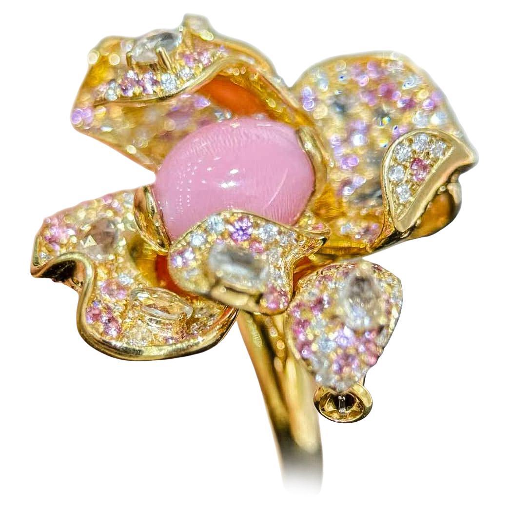 Convertible 3-in-1 Conch Pearl Jewelry with 18K Gold Diamond Sapphire ...