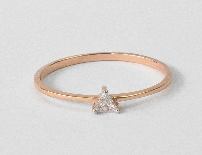 Customizable 18k Gold Diamond Triangle Solitaire Diamond Triangle Ring ...
