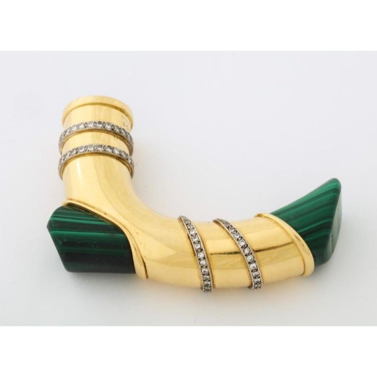 18 Karat Gold, Diamonds and Malachite Cane Walking Stick Handle by ...