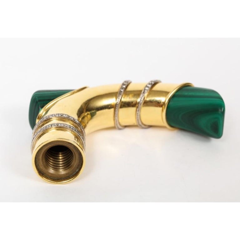 18 Karat Gold, Diamonds and Malachite Cane Walking Stick Handle by ...