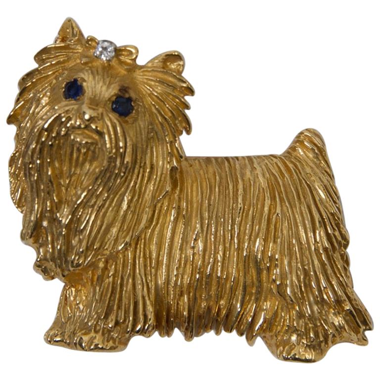 18K Gold Dog Brooch at 1stDibs