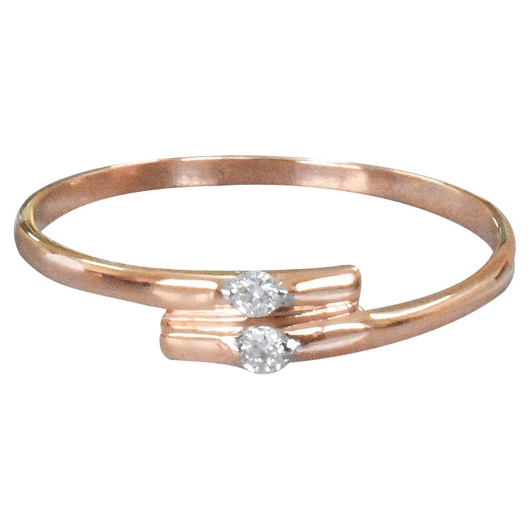 Customizable 18k Gold Double Diamond Ring Dual Diamond Ring Stacking ...