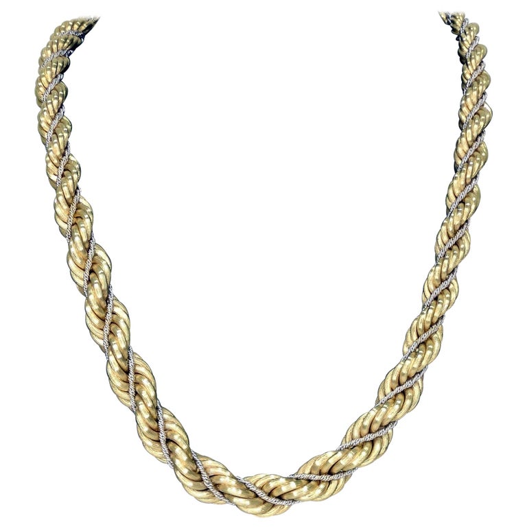 18k Nicolis Cola Gold Double Rope Necklace For Sale at 1stDibs