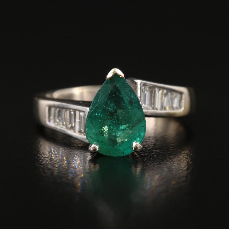 Customizable 18K Gold Emerald Antique Half Eternity Engagement Ring For ...