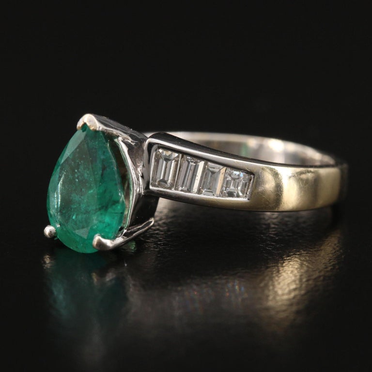 Customizable 18K Gold Emerald Antique Half Eternity Engagement Ring For ...