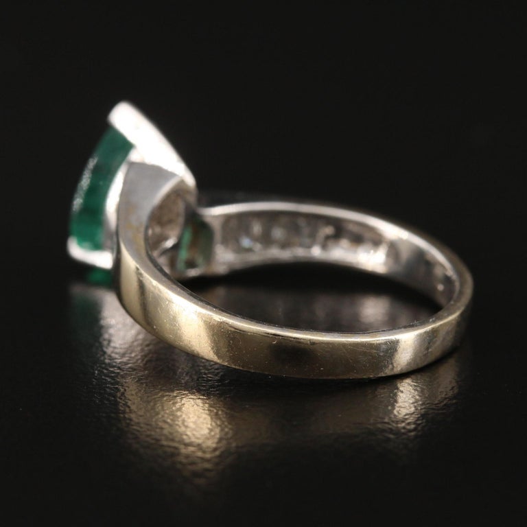 Customizable 18K Gold Emerald Antique Half Eternity Engagement Ring For ...