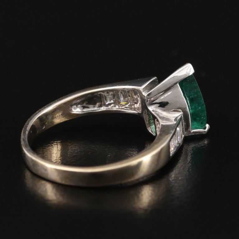 Customizable 18K Gold Emerald Antique Half Eternity Engagement Ring For ...