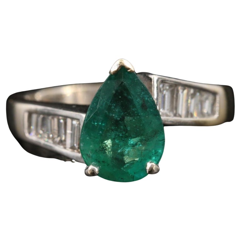 Customizable 18K Gold Emerald Antique Half Eternity Engagement Ring For ...