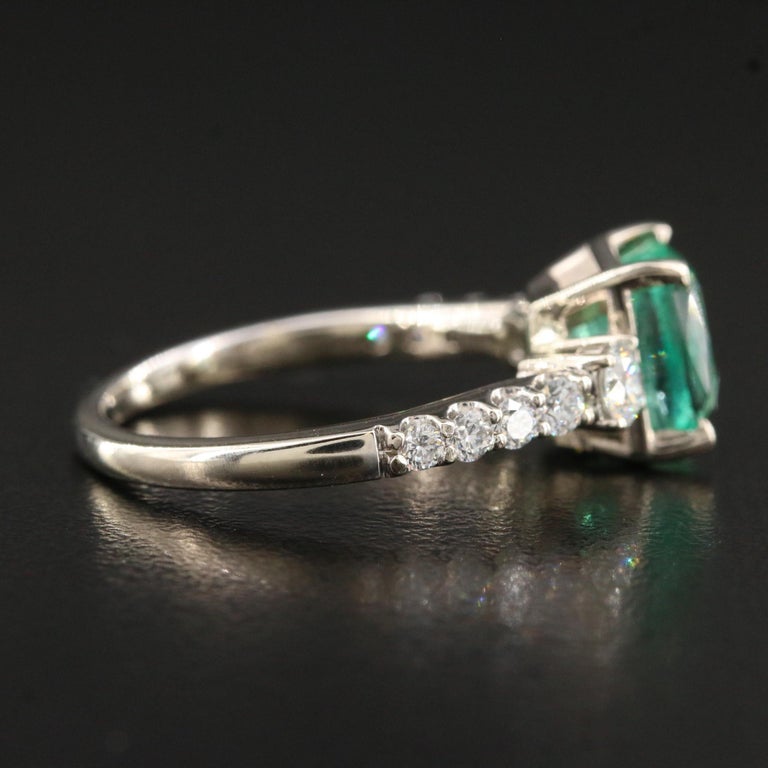 Customizable 18K Gold Emerald Engagement Ring, Antique Emerald Wedding Ring For Sale at 1stDibs