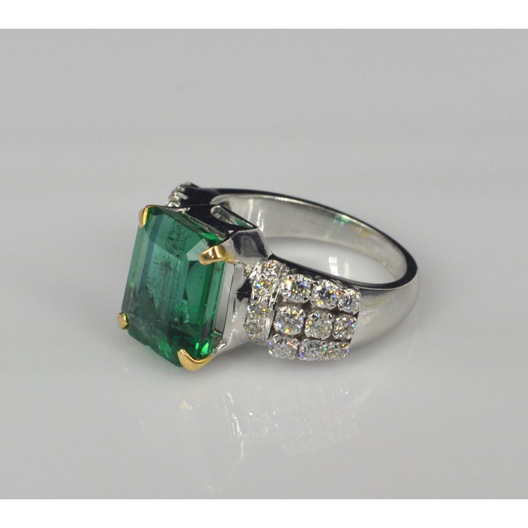 Customizable 18K Gold Emerald Engagement Ring, Art Deco 5.75 Carat ...