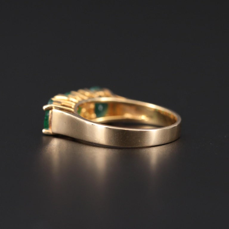 Customizable 18K Gold Emerald Wedding Ring, Emerald Bridal Engagement ...