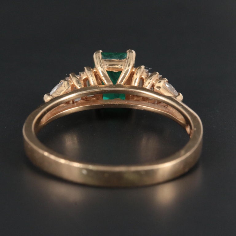 Customizable 18K Gold Emerald Wedding Ring, Natural Emerald Engagement Ring For Sale at 1stDibs