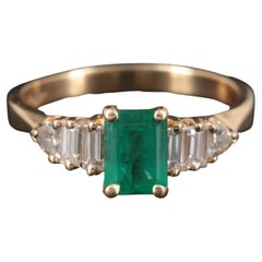 Customizable Natural Colombian 18K Gold Emerald Engagement Ring For Sale at 1stDibs