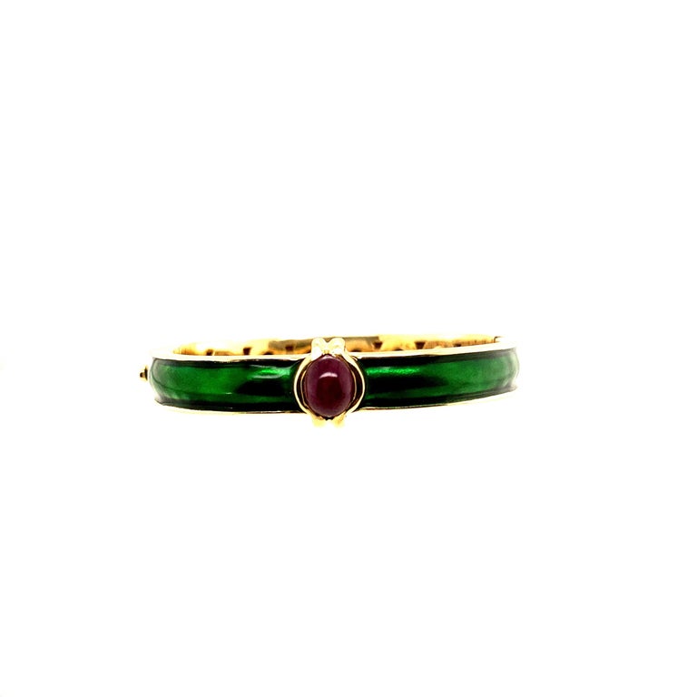 18 Karat Gold Enamel Emerald Ruby Bangle Bracelets For Sale at 1stDibs | enamel ruby bracelets ...