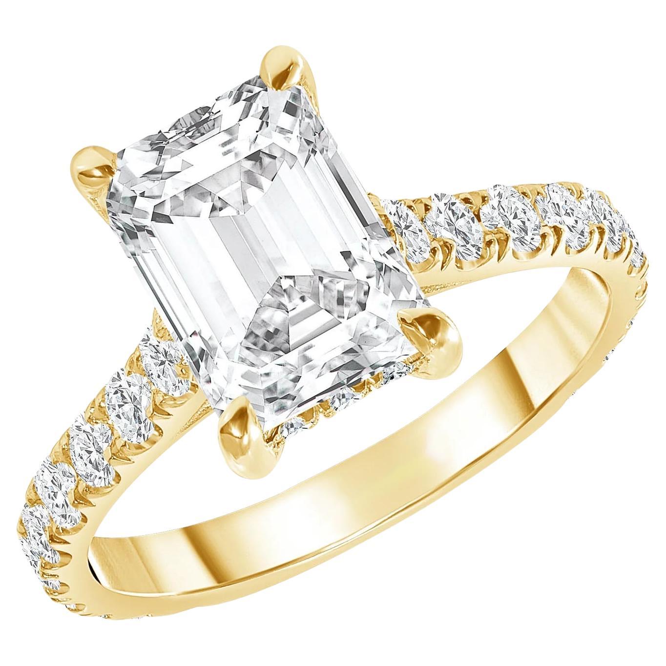 Hidden Halo Round Diamond Engagement Ring 'Certified' Platinum Diamond ...