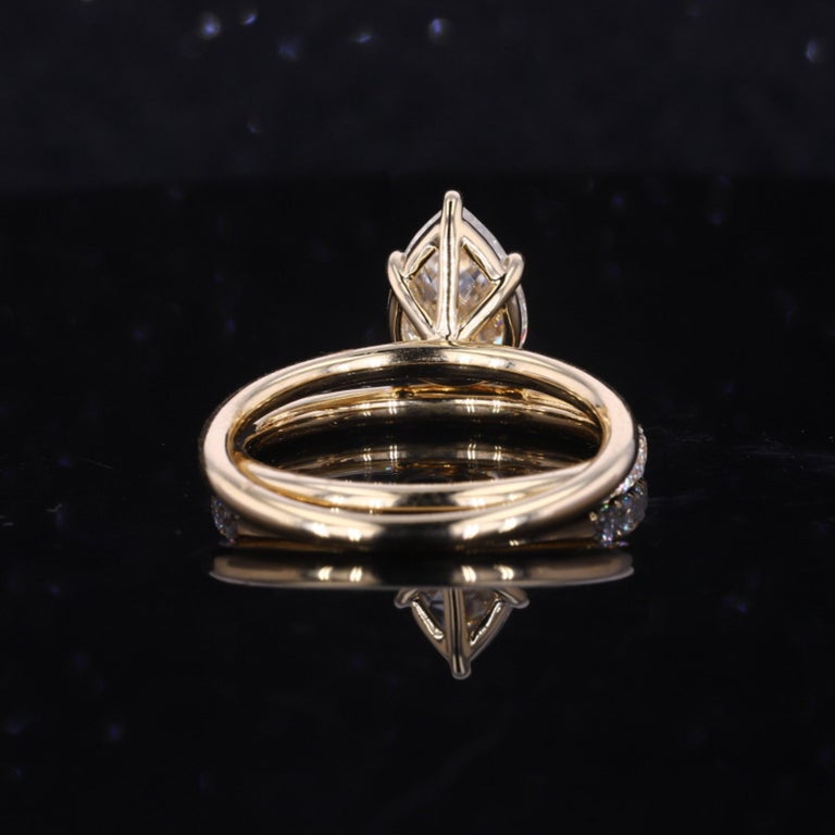 Customizable 18K Gold Engagement Ring Pear Cut Diamonds Wedding Ring ...