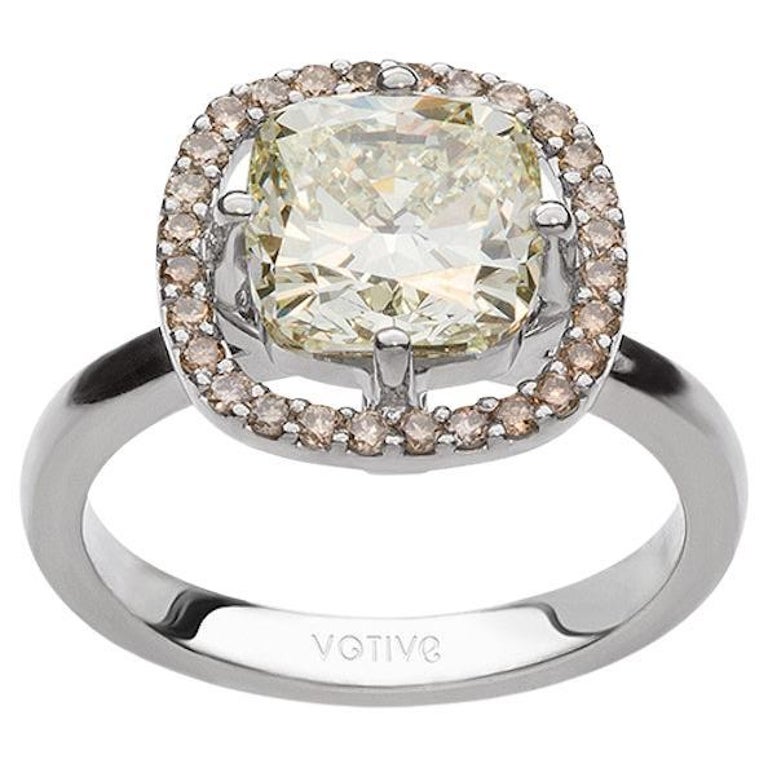 18K Gold Engagement Ring with Yellow Diamond and Accent Brown Diamonds ...