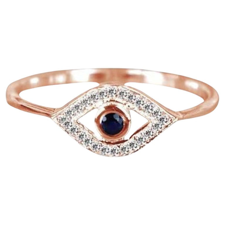 Customizable 18k Gold Evil Eye Gemstone Ring Birthstone Ring For Sale ...