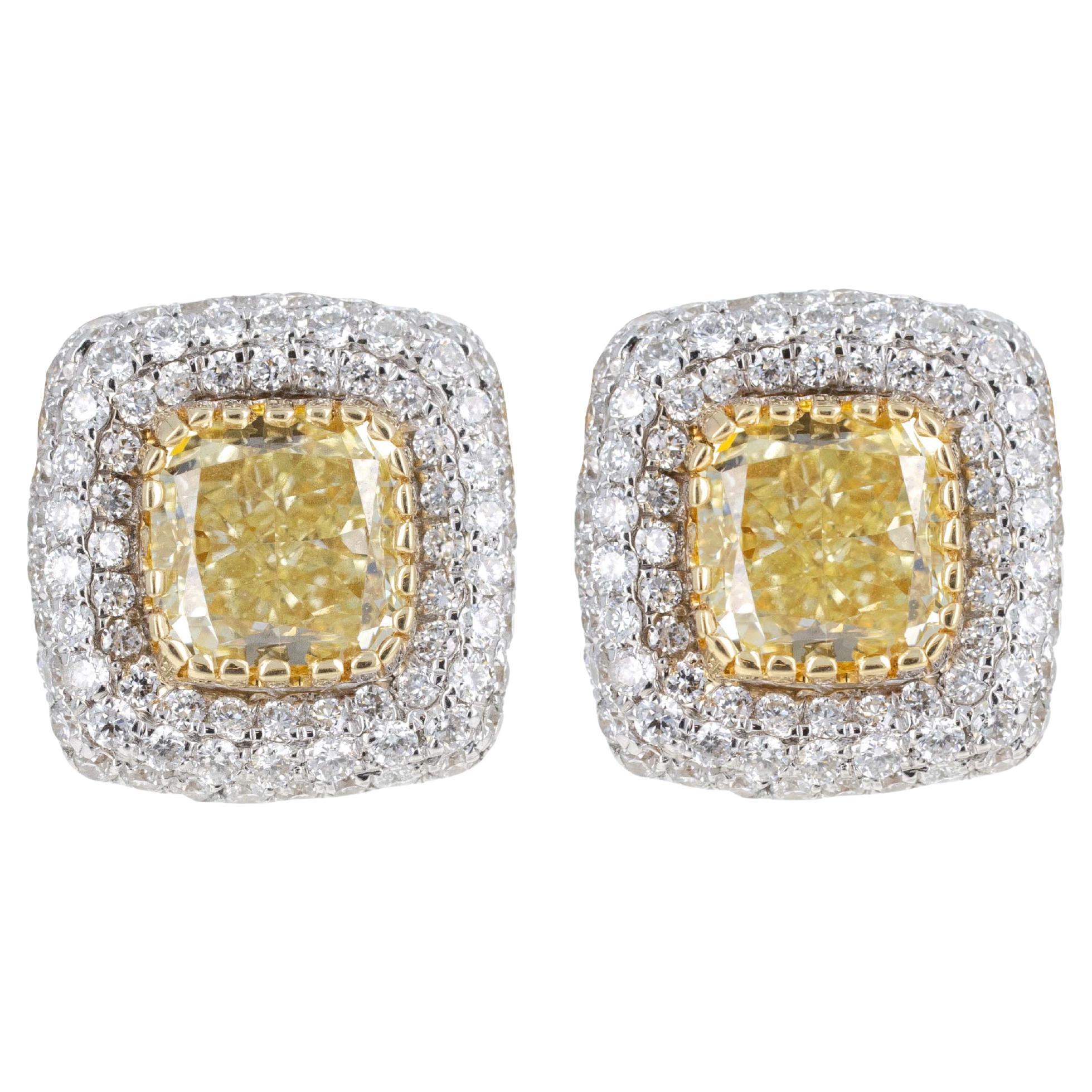 18K FANCY Yellow White Pear Diamond Curved Huggie Omega Back Earrings 7 ...