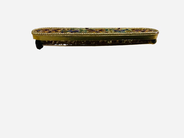 18k Gold Filigree Enamel Floral Brooch For Sale at 1stDibs