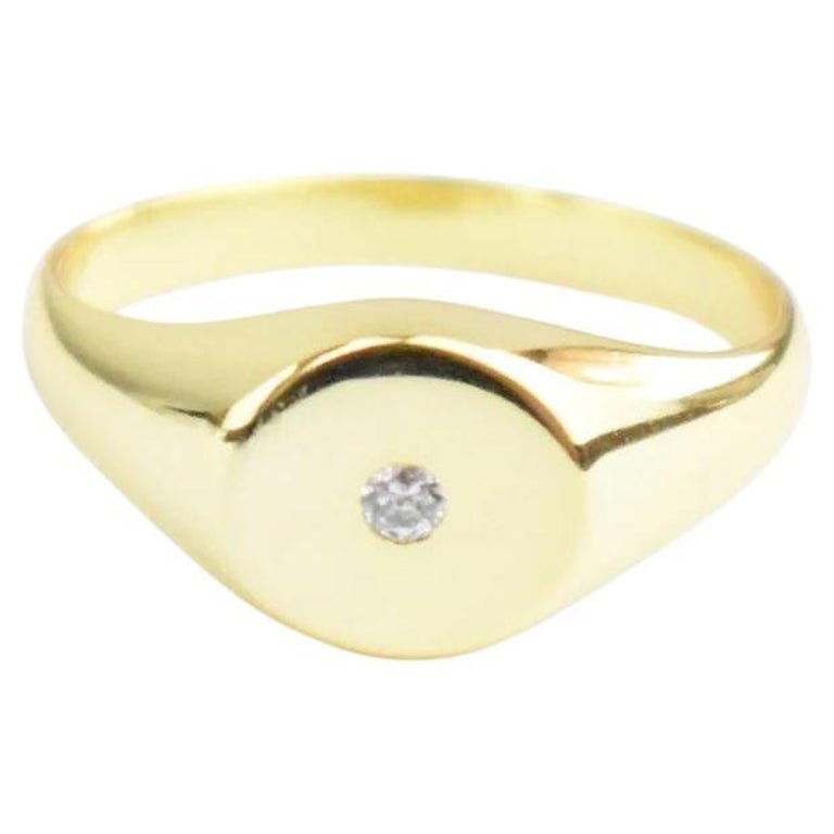 Customizable 18K Gold Filled Diamond Signet Ring 0.07 cts Diamond ...
