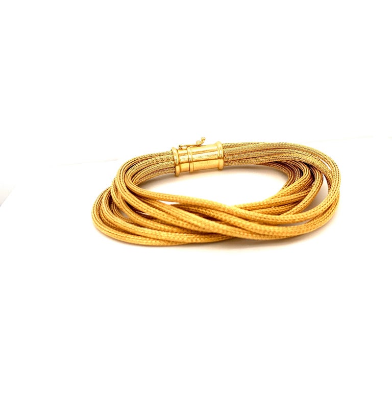 18 Karat Gold Fox Tail Necklace Bracelet Ring Rope Set For Sale at ...