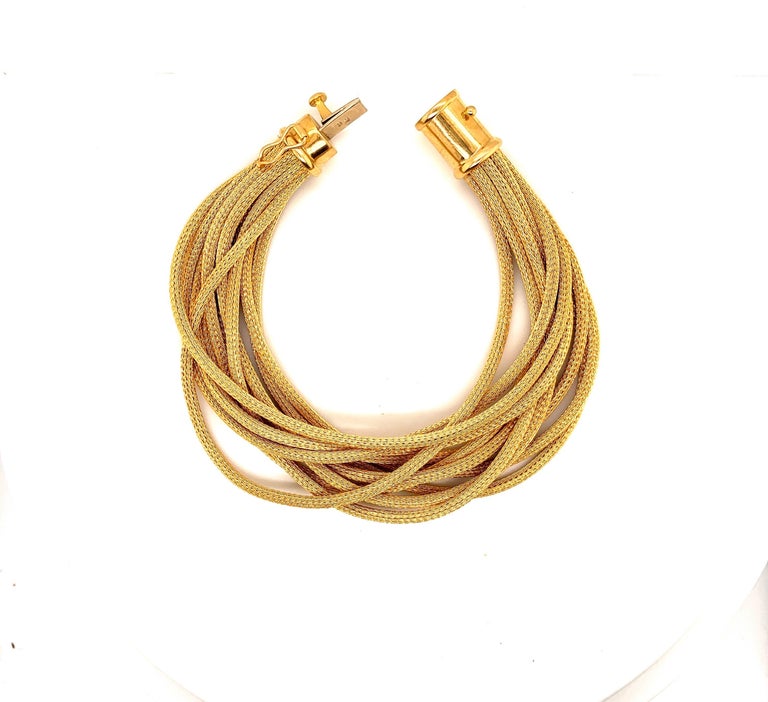 18 Karat Gold Fox Tail Necklace Bracelet Ring Rope Set For Sale at ...