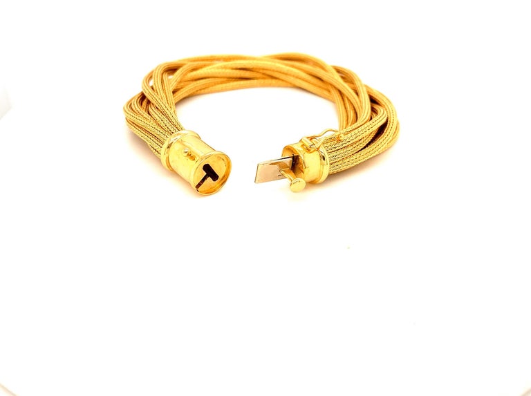 18 Karat Gold Fox Tail Necklace Bracelet Ring Rope Set For Sale at ...