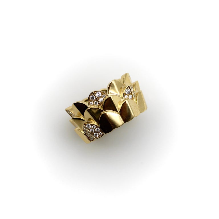 18K Gold Fred of Paris Triple Arc Diamond Ring For Sale at 1stDibs