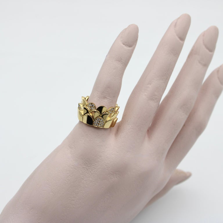 18K Gold Fred of Paris Triple Arc Diamond Ring For Sale at 1stDibs