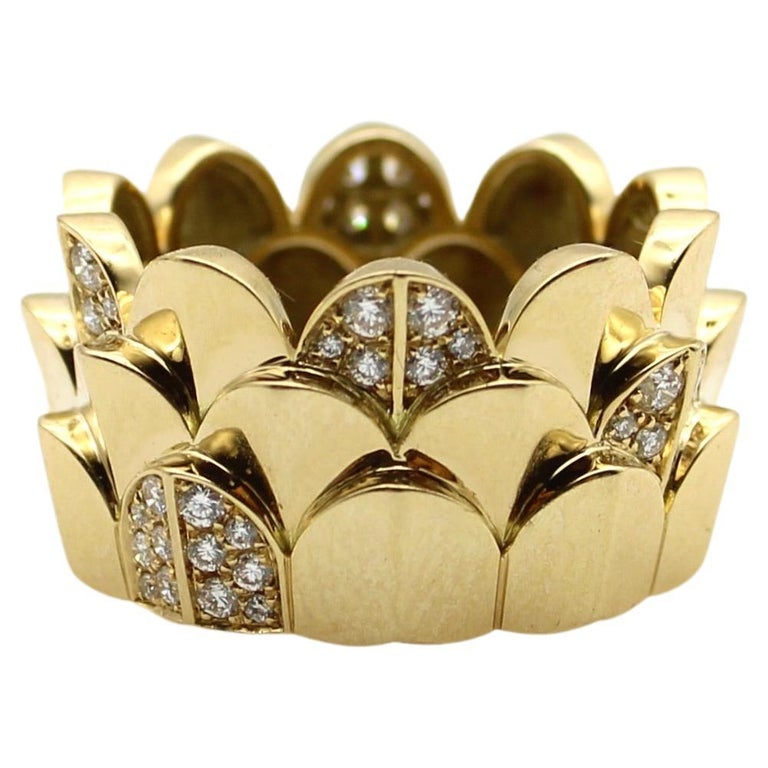 18K Gold Fred of Paris Triple Arc Diamond Ring For Sale at 1stDibs