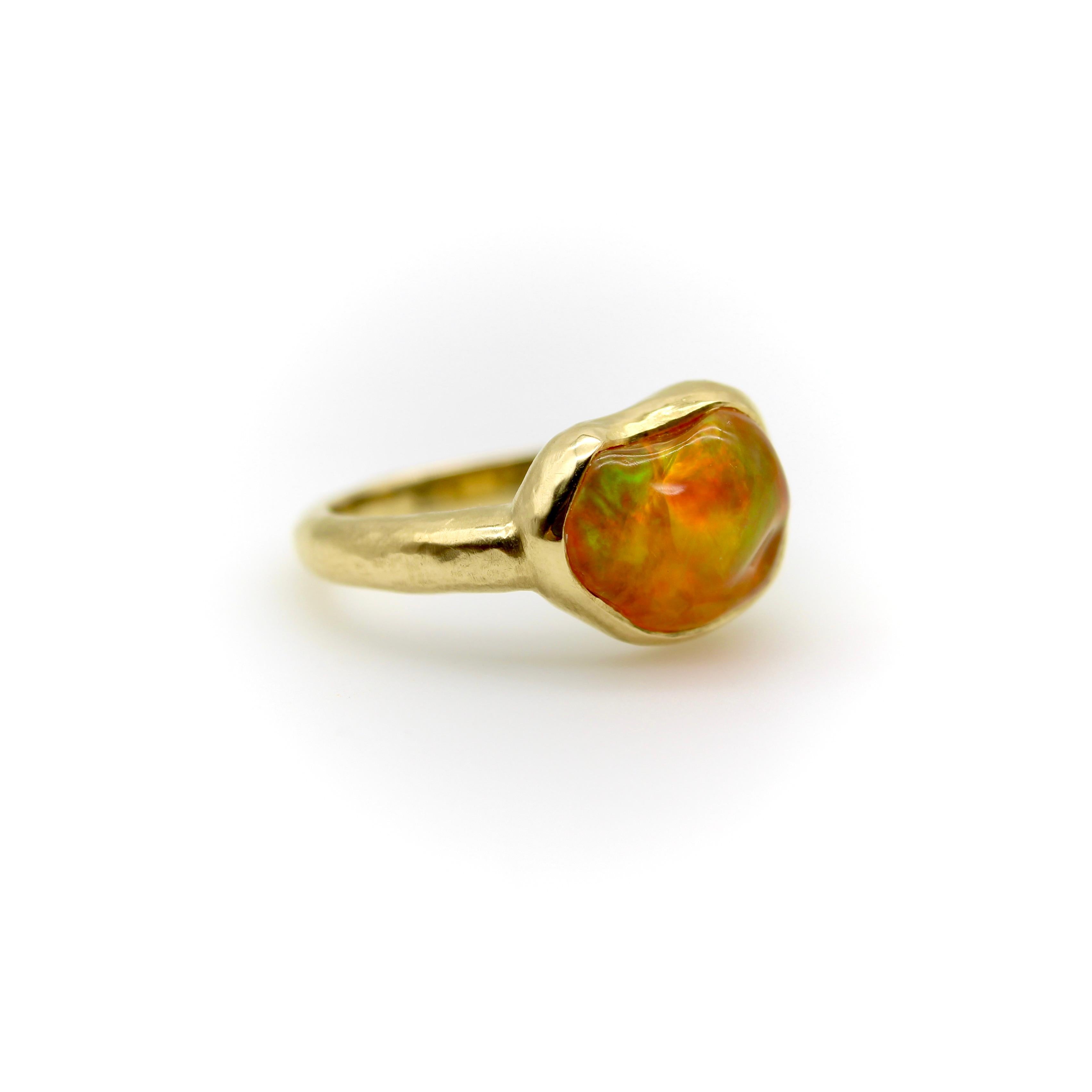 18K Gold Hand Carved Mexican Fire Oral Feu Ring by Tony Malmed For Sale ...