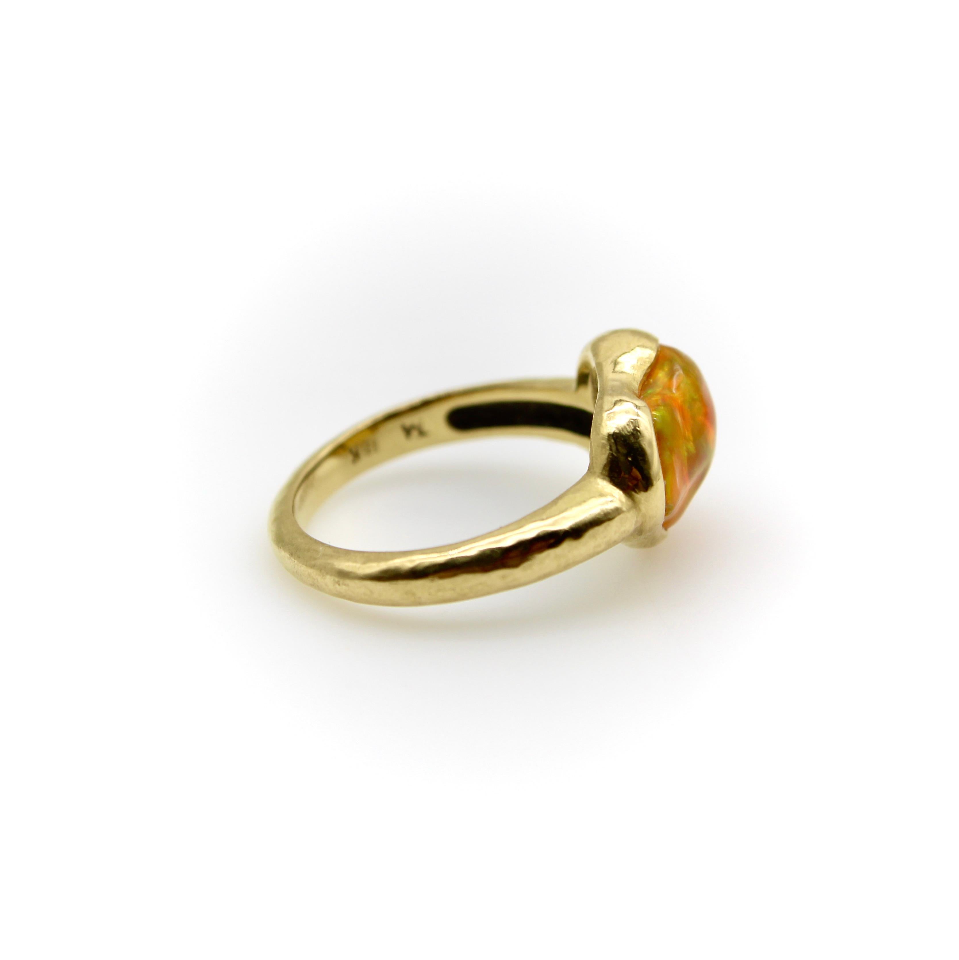 18K Gold Hand Carved Mexican Fire Oral Feu Ring by Tony Malmed For Sale ...