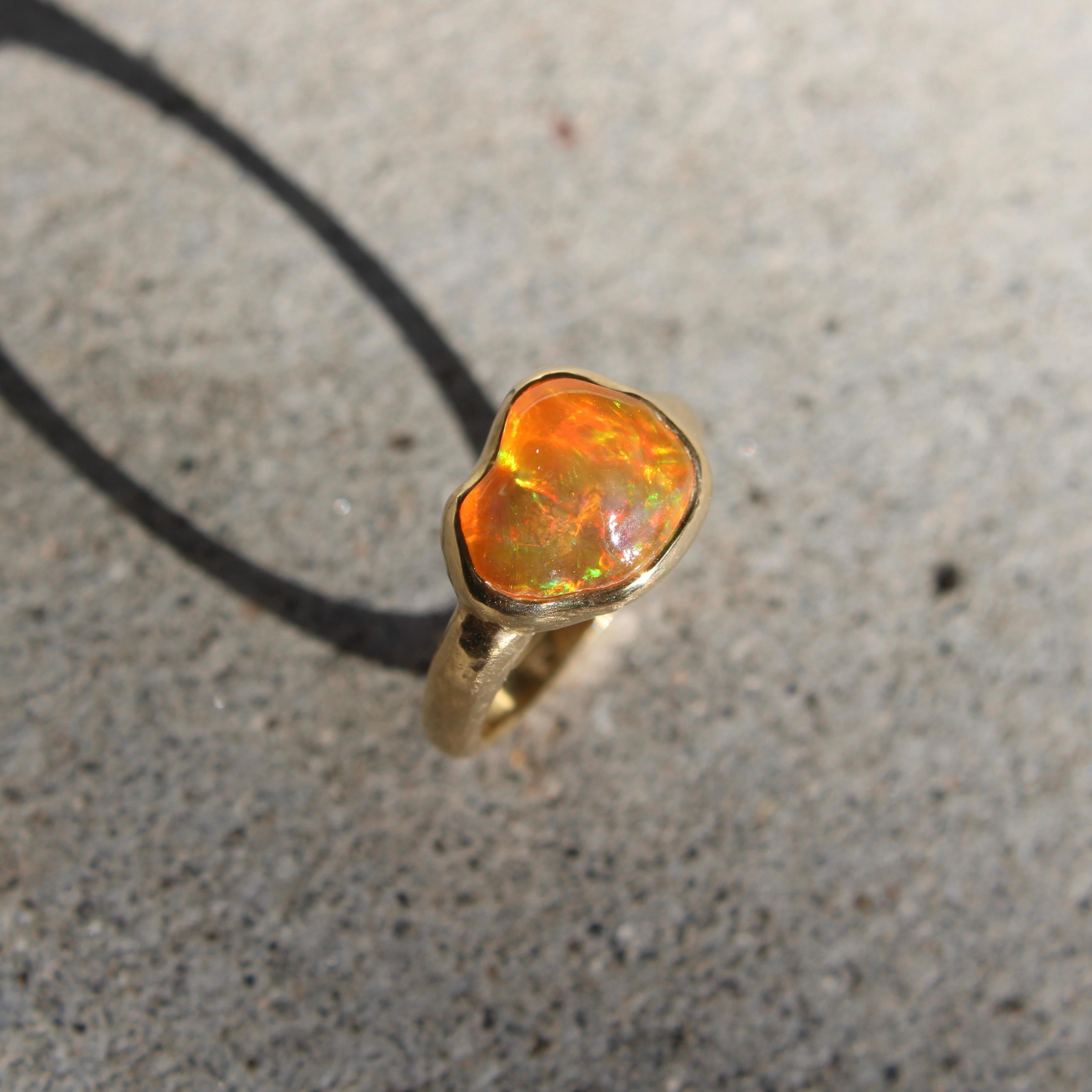 18K Gold Hand Carved Mexican Fire Oral Feu Ring by Tony Malmed For Sale ...