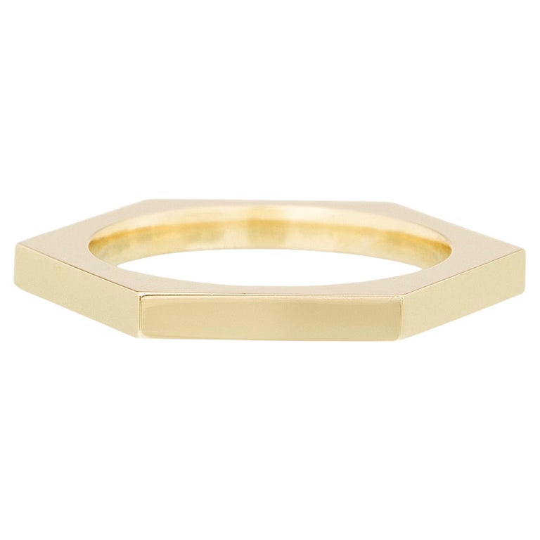 Customizable 18k Gold Hexagon Ring For Sale at 1stDibs