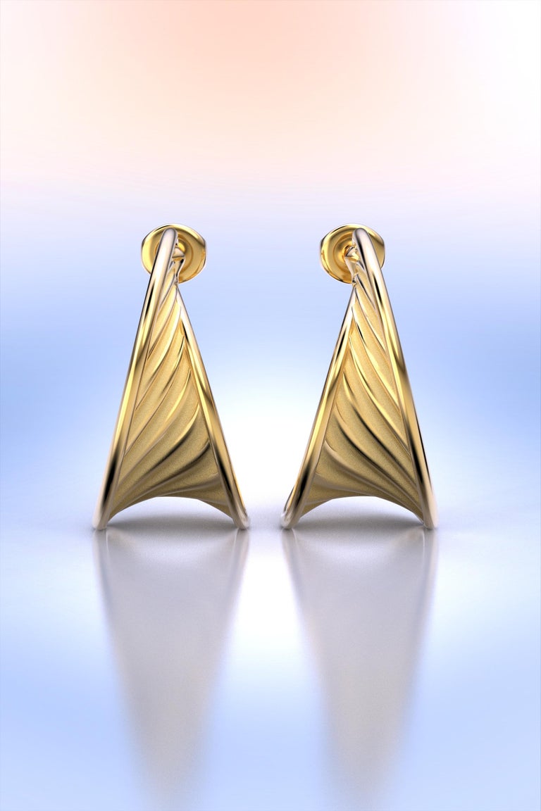 18k Gold Hoop Earrings Designed and Crafted in Italy For Sale at 1stDibs