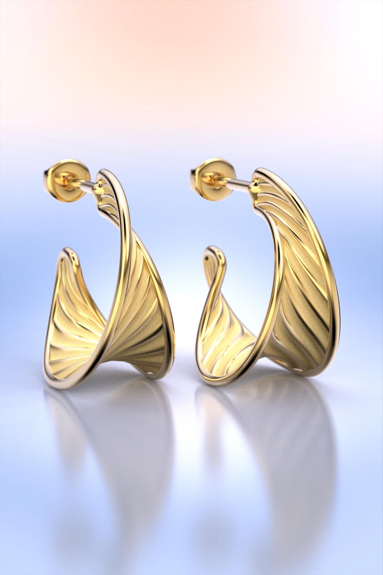 18k Gold Hoop Earrings Designed and Crafted in Italy For Sale at 1stDibs