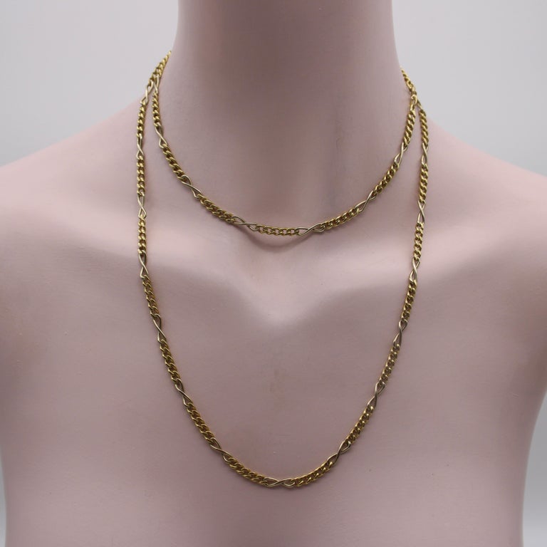 18K Gold Italian Vintage Curb and Infinity Link Chain For Sale at 1stDibs