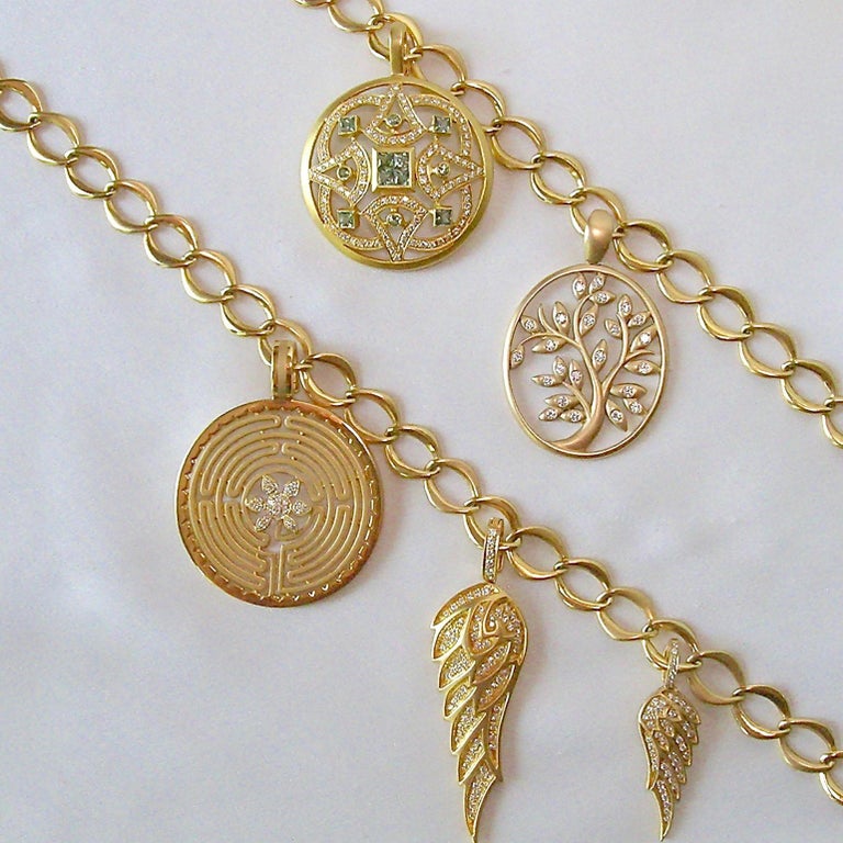 18k Gold Labyrinth Pendant W/ Diamonds For Sale at 1stDibs