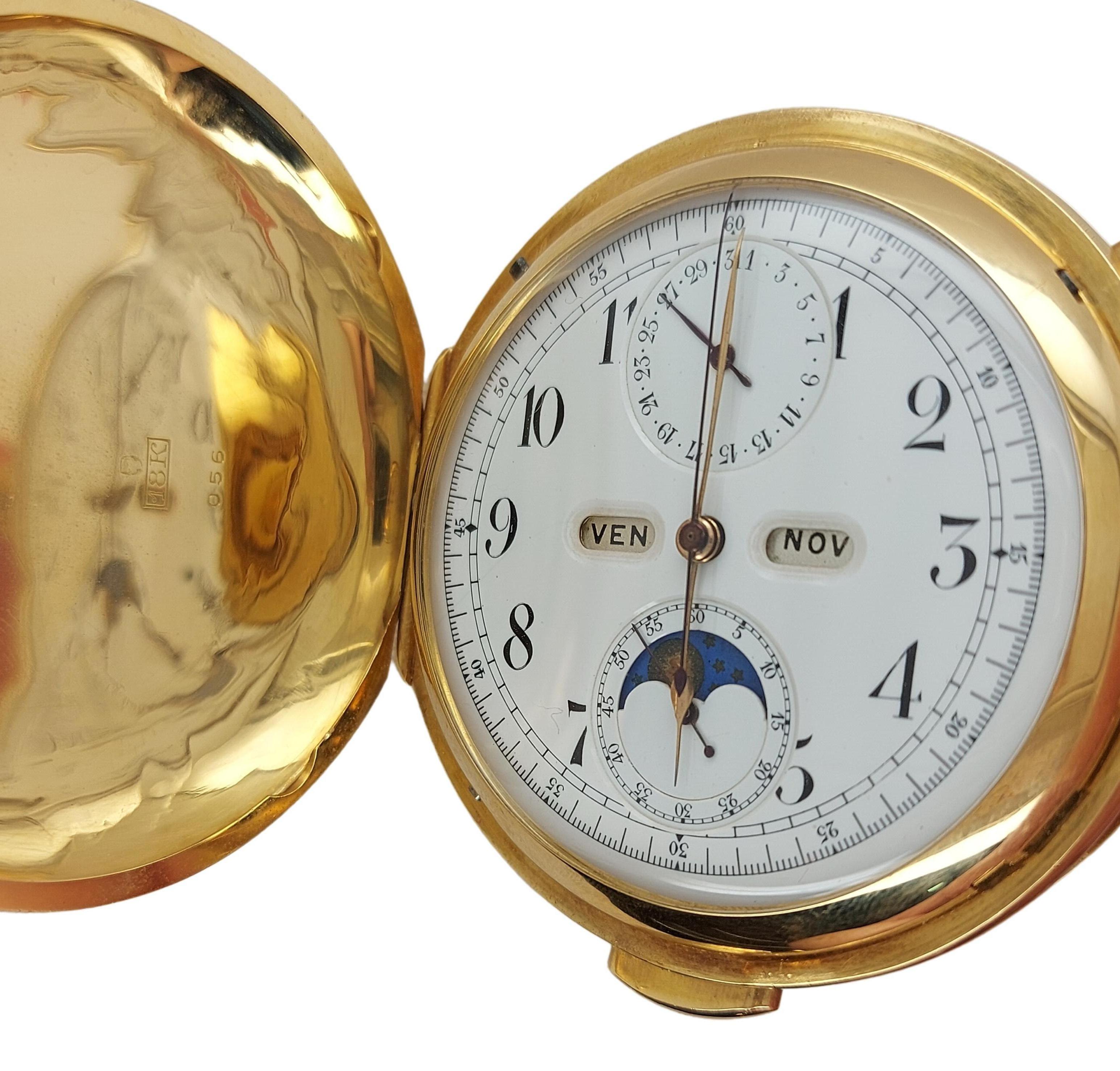 18k Gold Le Phare Quarter Repeater Chronograph Moon Phase Pocket Watch ...